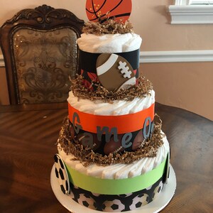 Sports Diaper Cake/ Basketball Diaper Cake/ Football Baby Shower ...
