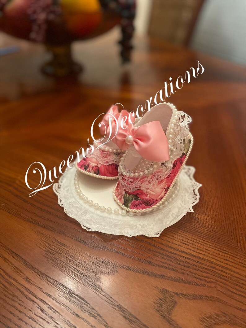 Vintage Floral Shoe Cake Topper/ivory and Pink Cake Topper Shoe/ Girl ...