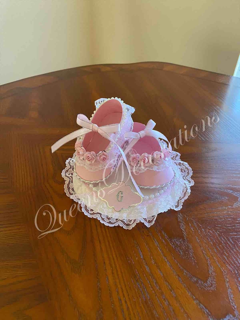 Ballerina Cake Topper Shoes/ Customizeable Cake Topper/ Pink and Silver ...
