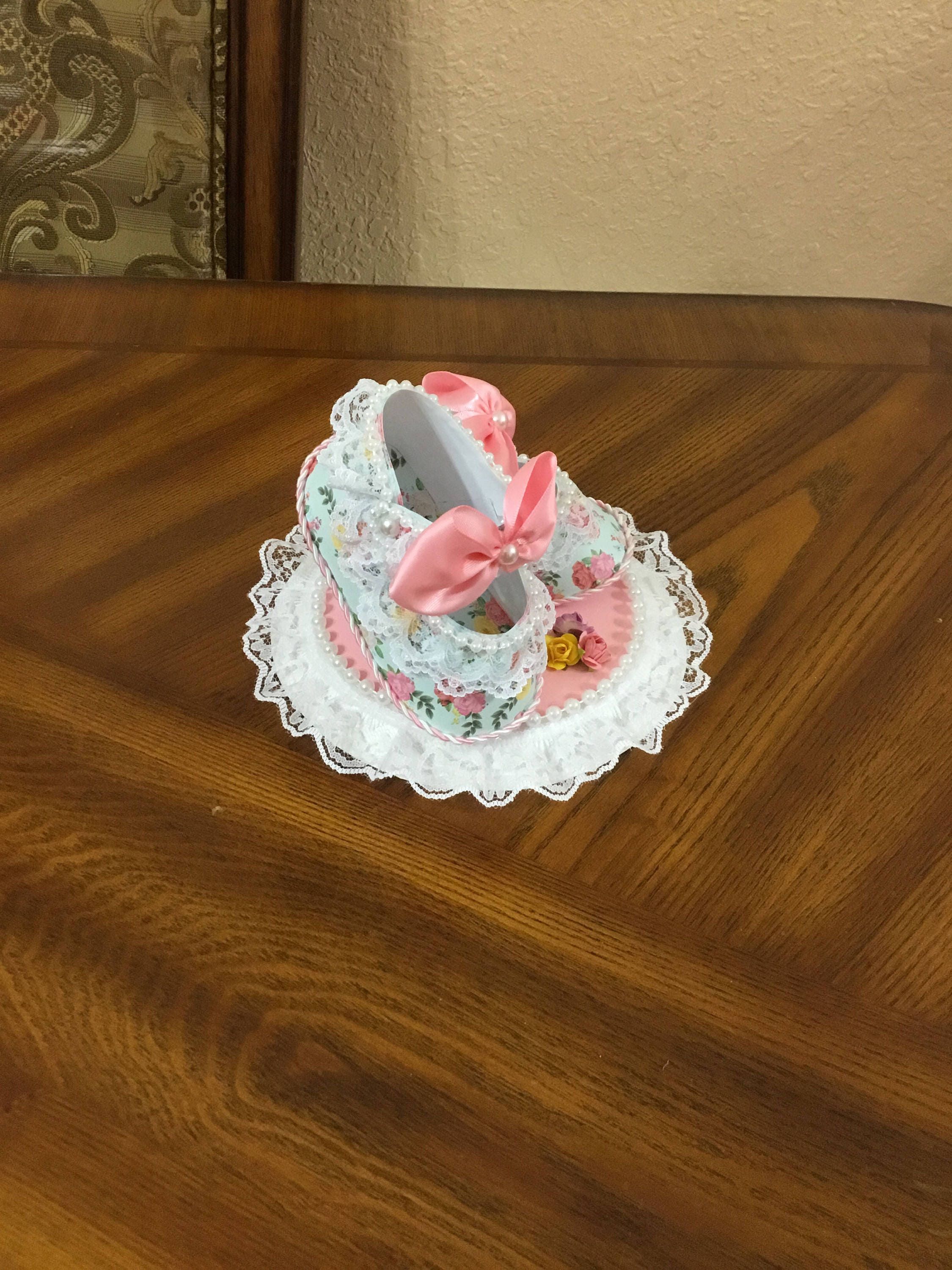 Vintage Floral Shoe Cake Topper/blue and Pink Shoe Cake | Etsy