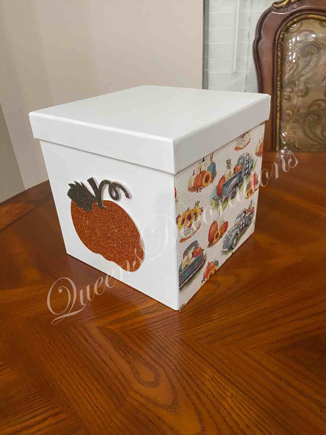 Fall Baby Shower Themed Card Box/ Beautiful Orange and Green Card Box ...
