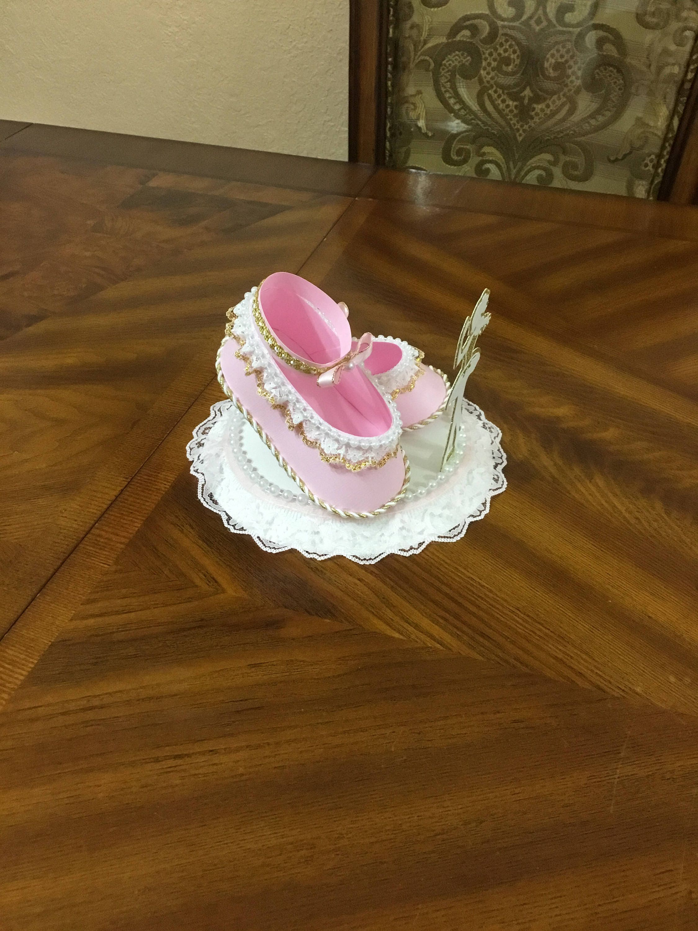 Ballerina Cake Topper Shoes/ Cake Topper/ Pink and Gold Shoe ...