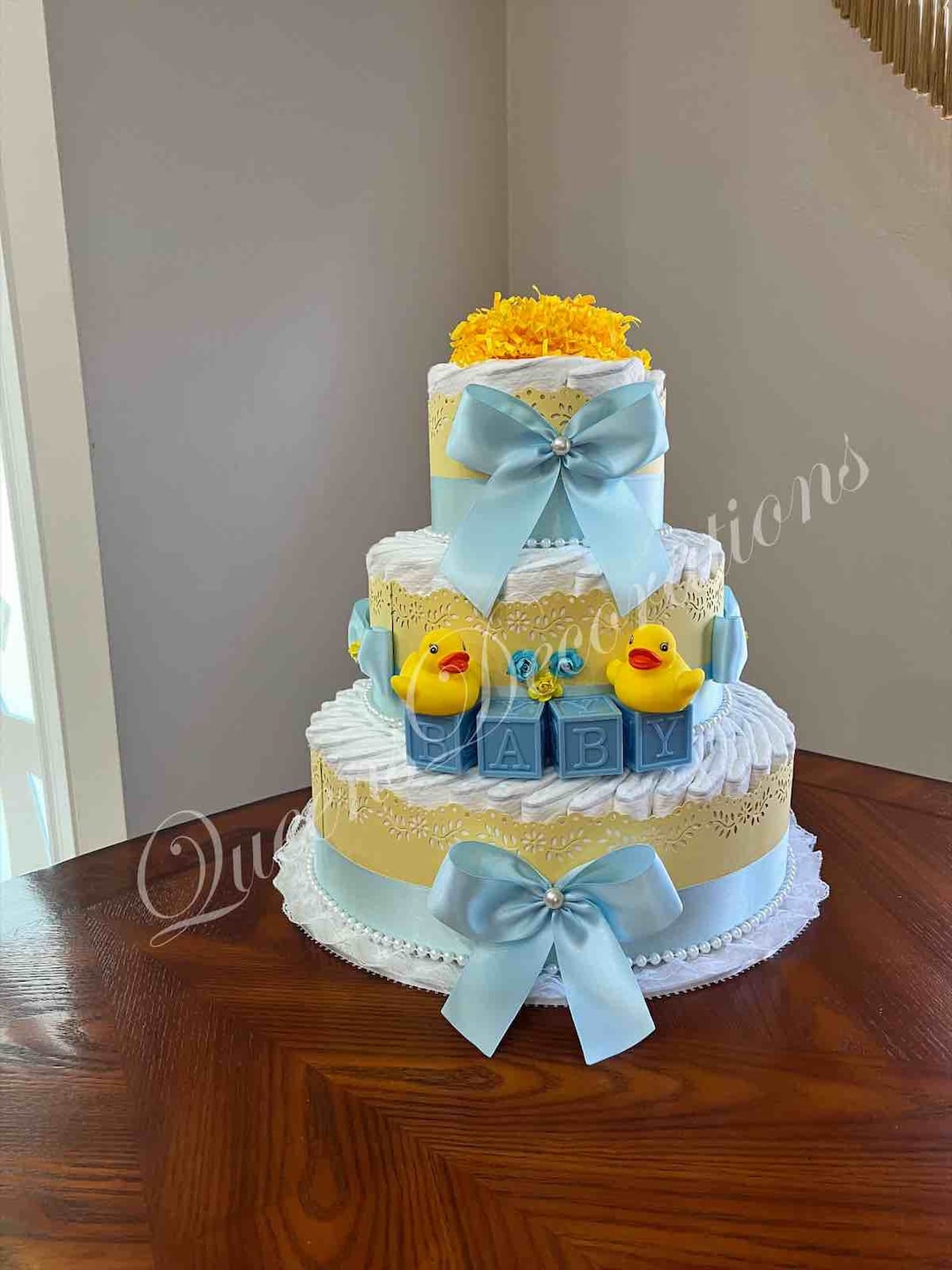 Rubber Ducky Diaper Cake/ Pink and Yellow Diaper Cake/ Gift or ...