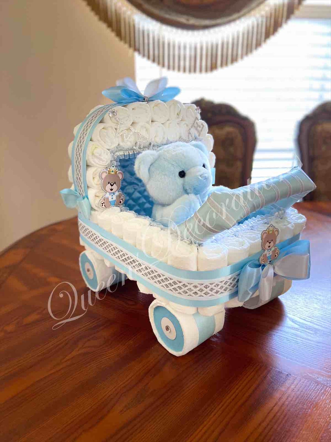 Elegant Diaper Stroller/ Baby Shower Gift/ Elegant Centerpiece/ Baby ...