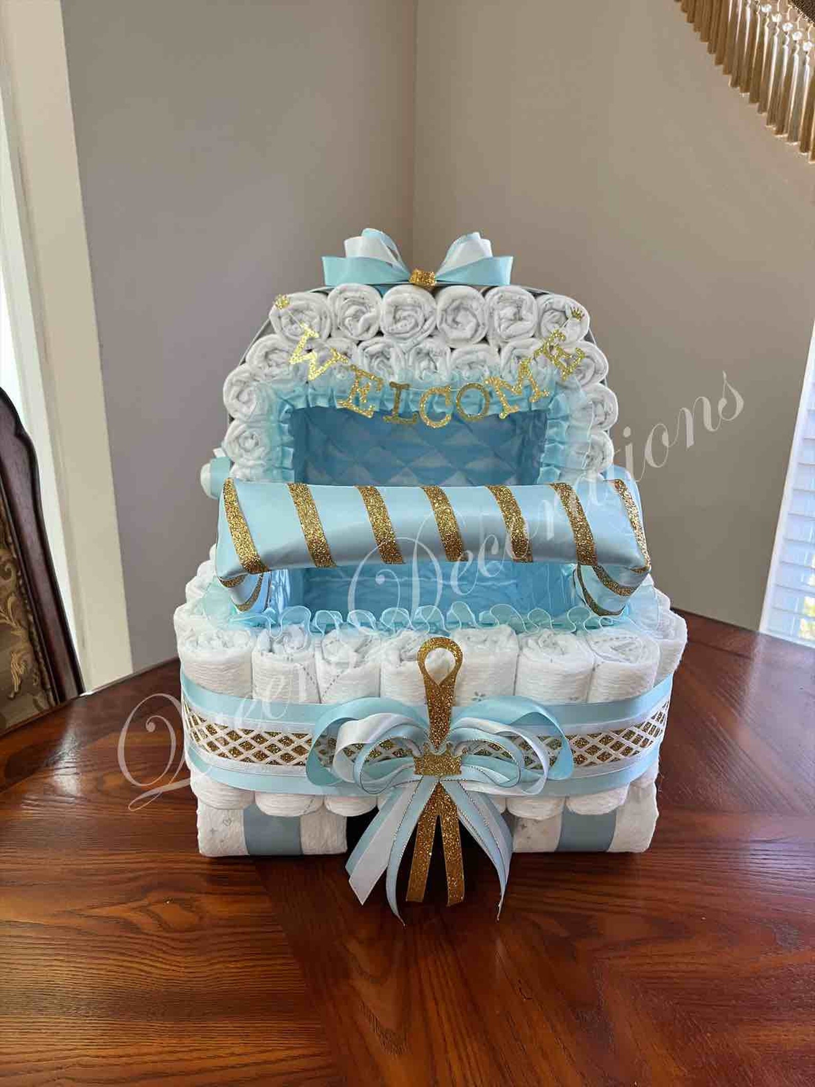 Elegant Diaper Stroller/ Baby Blue and Silver Diaper - Etsy