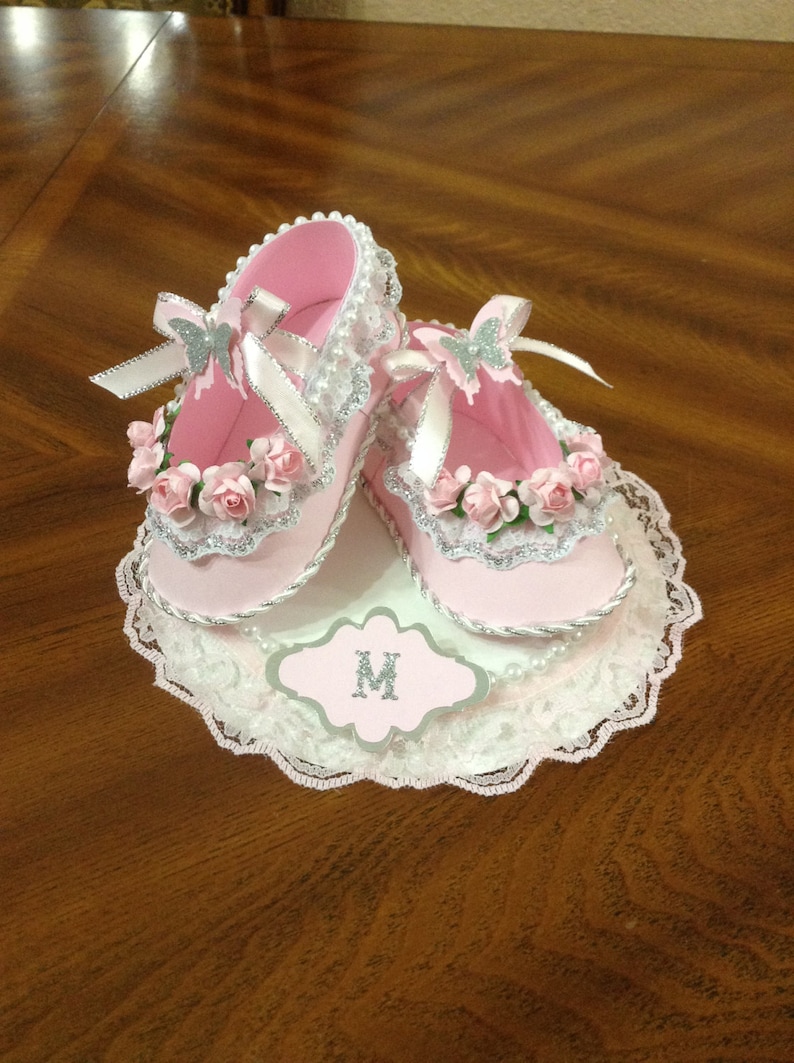 Ballerina Cake Topper Shoes/ Customizeable Cake Topper/ Pink and Silver ...