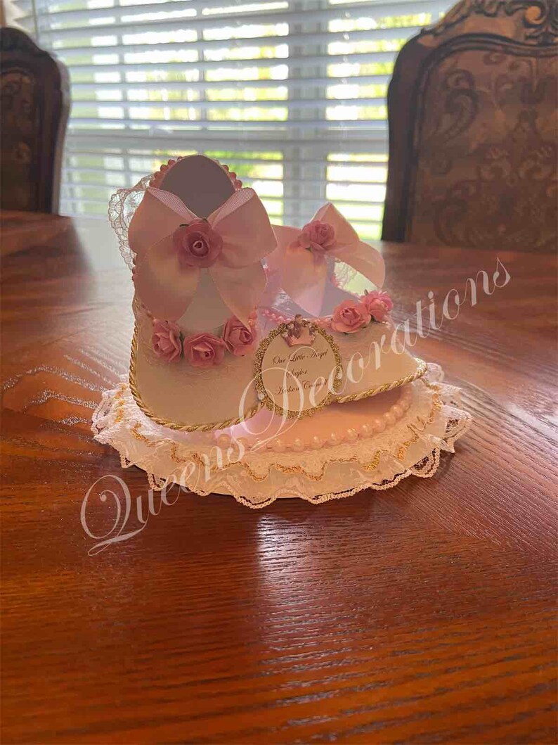 Cake Topper Shoe/ Beautiful Pink and Gold Cake Topper Shoe/ Girl Baby ...