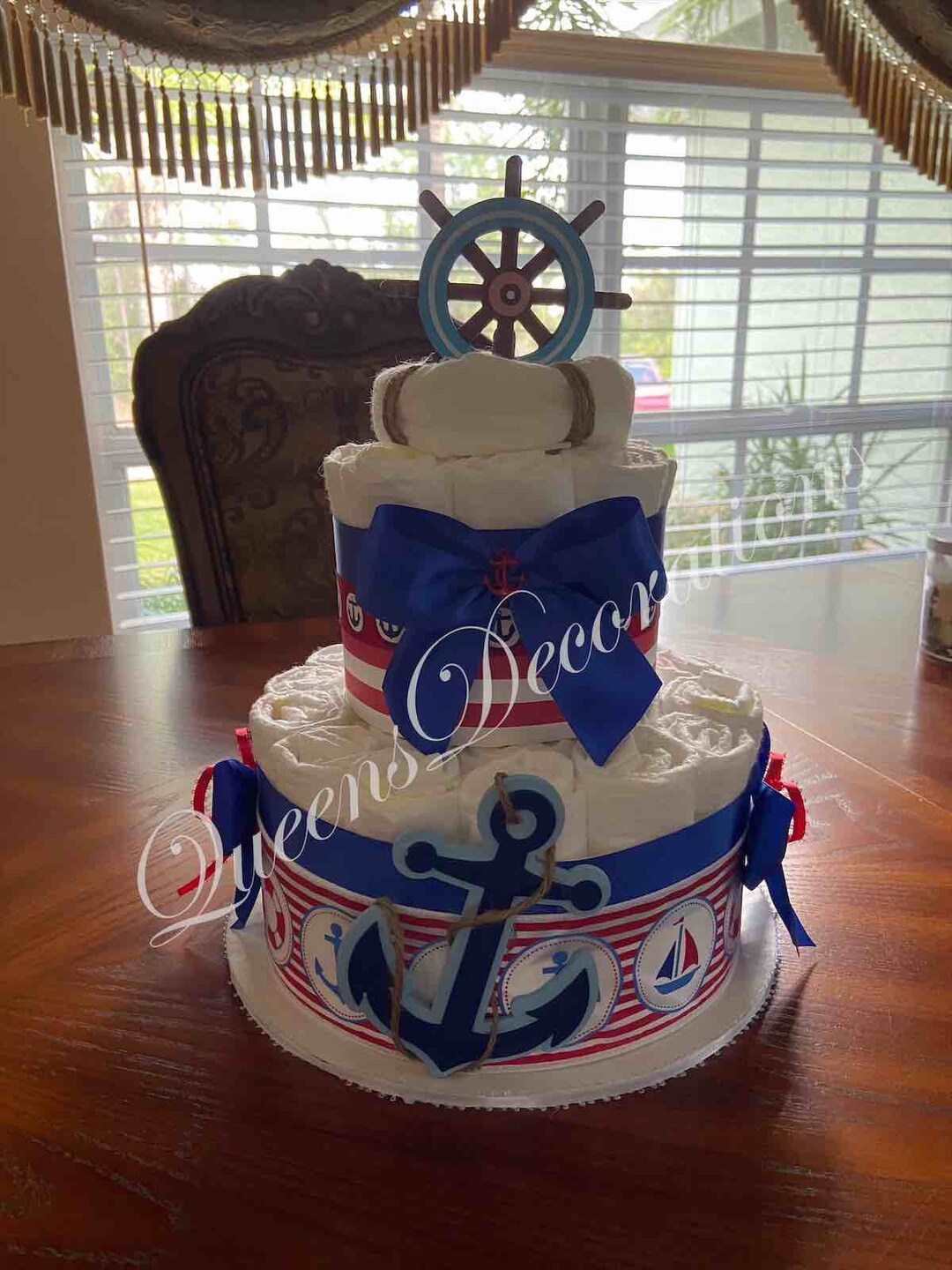 Nautical Diaper Cakes/2 Tier Diaper Cakes/ Boy Baby Shower - Etsy