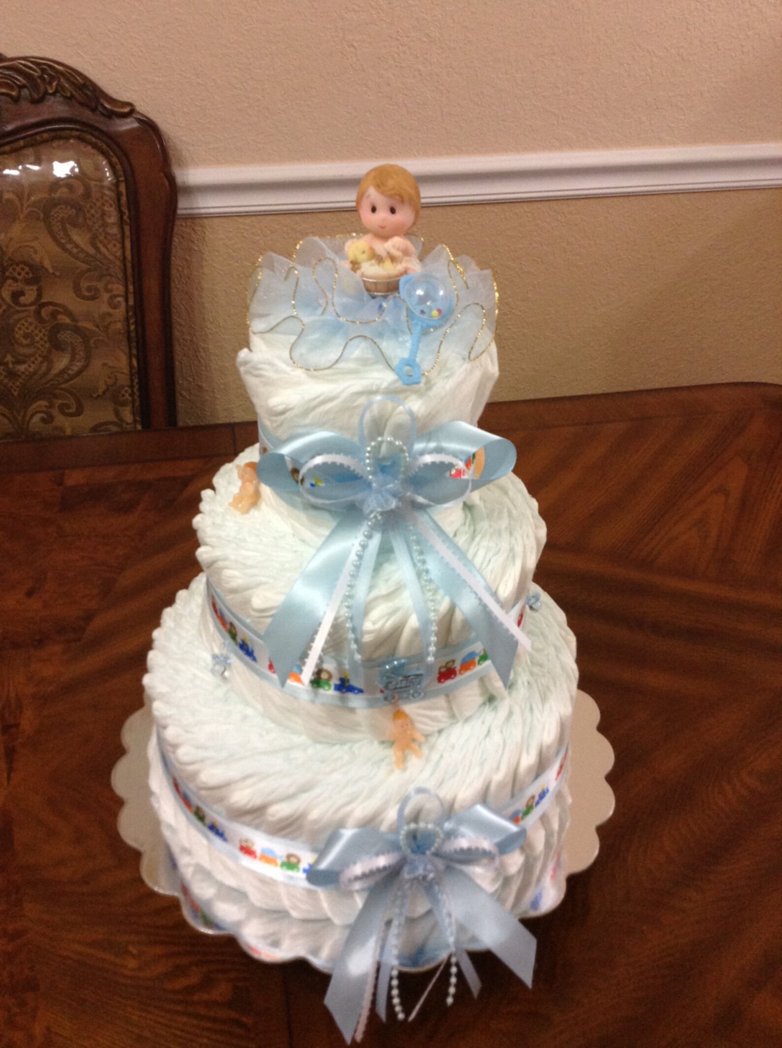 Fancy Baby Shower/ Elegant Diaper Cake Boy / 3 Tier Diaper | Etsy