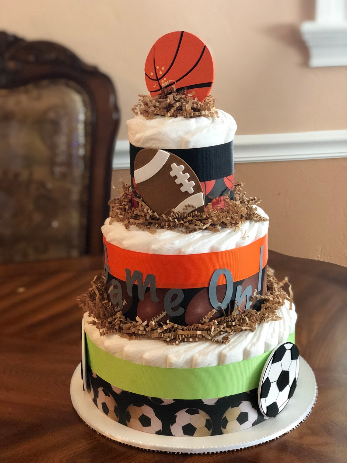 Sports Diaper Cake/ Basketball Diaper Cake/ Football Baby - Etsy