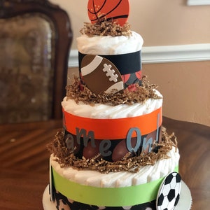 Sports Diaper Cake/ Basketball Diaper Cake/ Football Baby Shower ...
