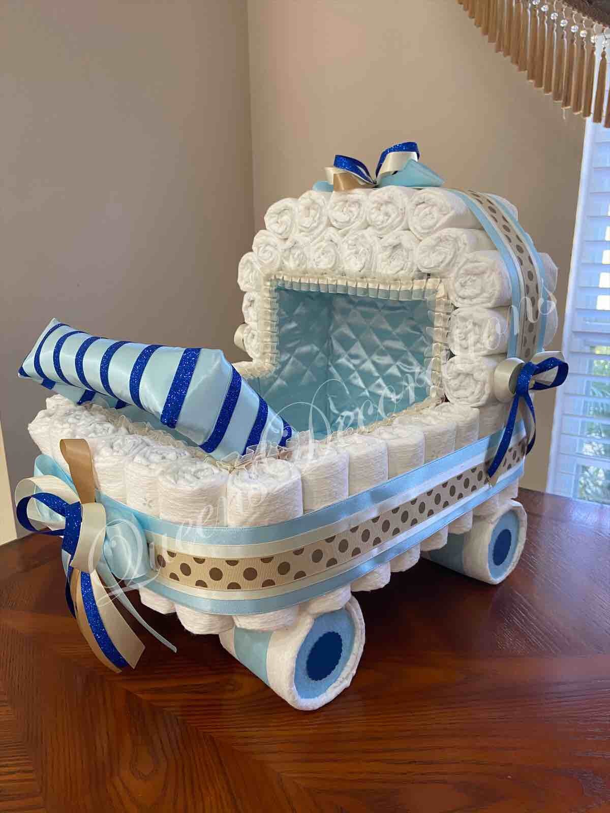 Original Blue Diaper Stroller/ Baby Shower Diaper Stroller/ Unique ...