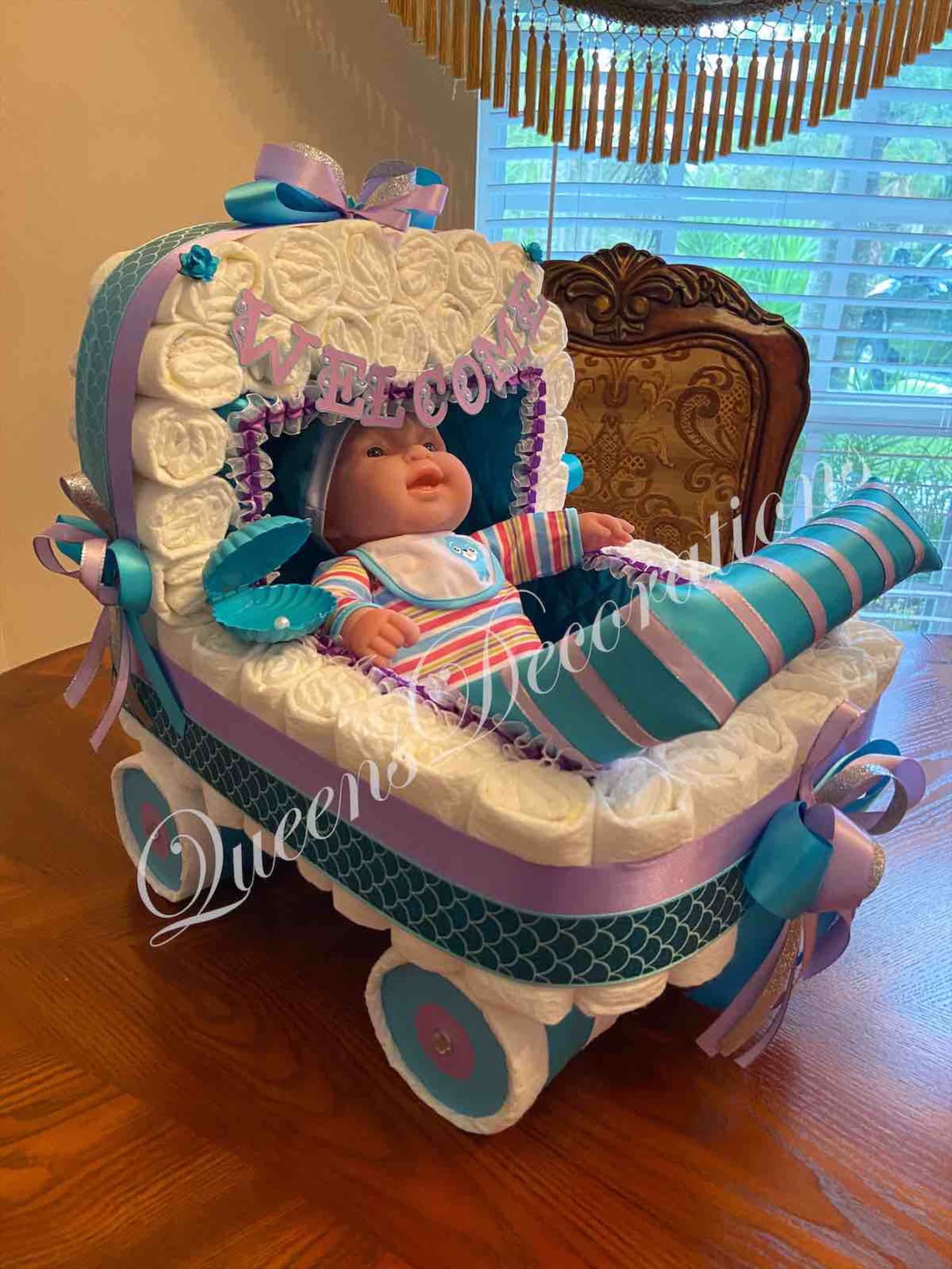 Diaper Stroller/ Girl Baby Shower/ Original Design as Baby Shower ...