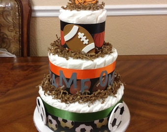 Football Diaper Cake | Etsy