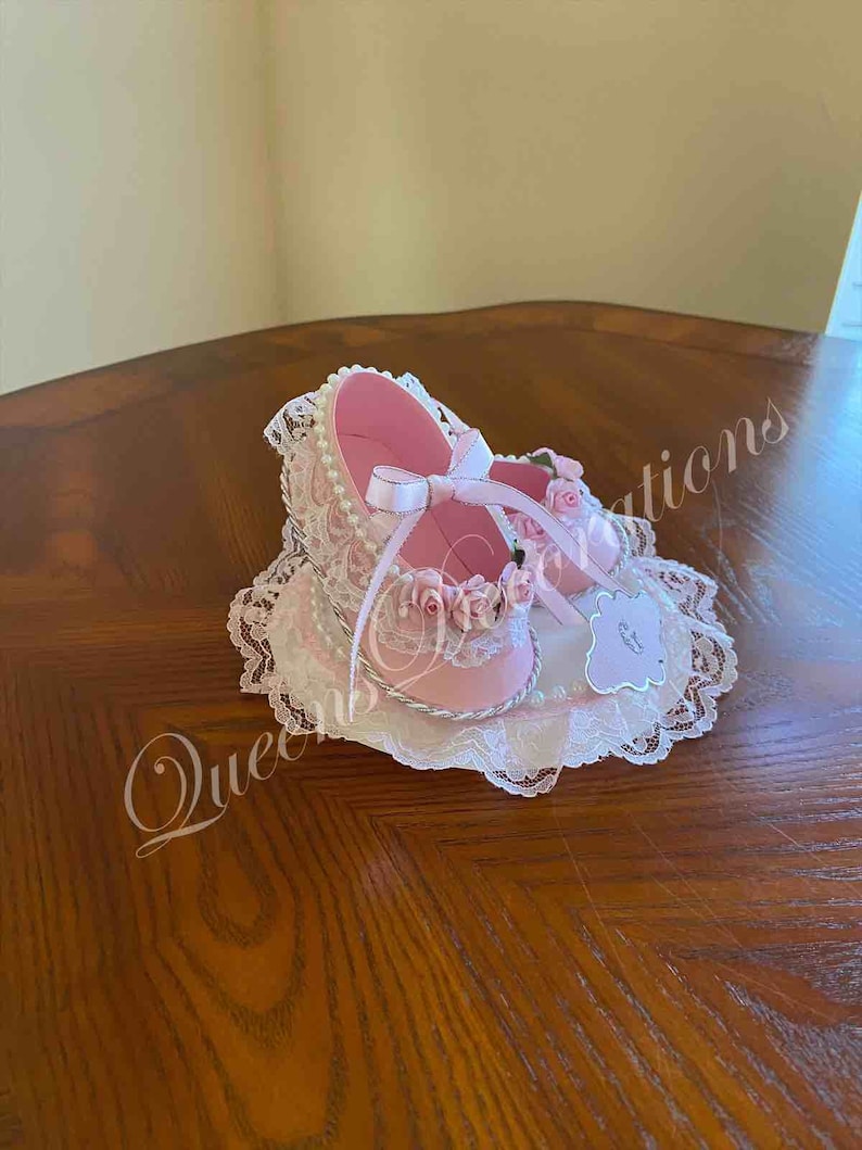 Ballerina Cake Topper Shoes/ Customizeable Cake Topper/ Pink and Silver ...