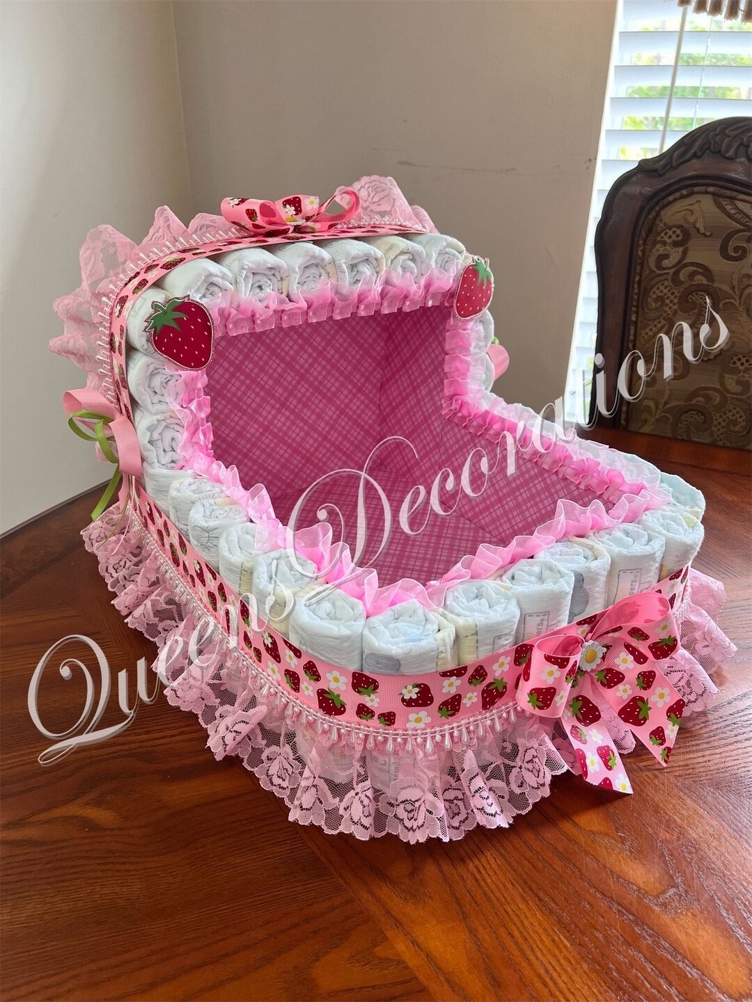 Cute Bassinet Diaper/ Berry Sweet Baby Shower/ Elegant Centerpiece ...