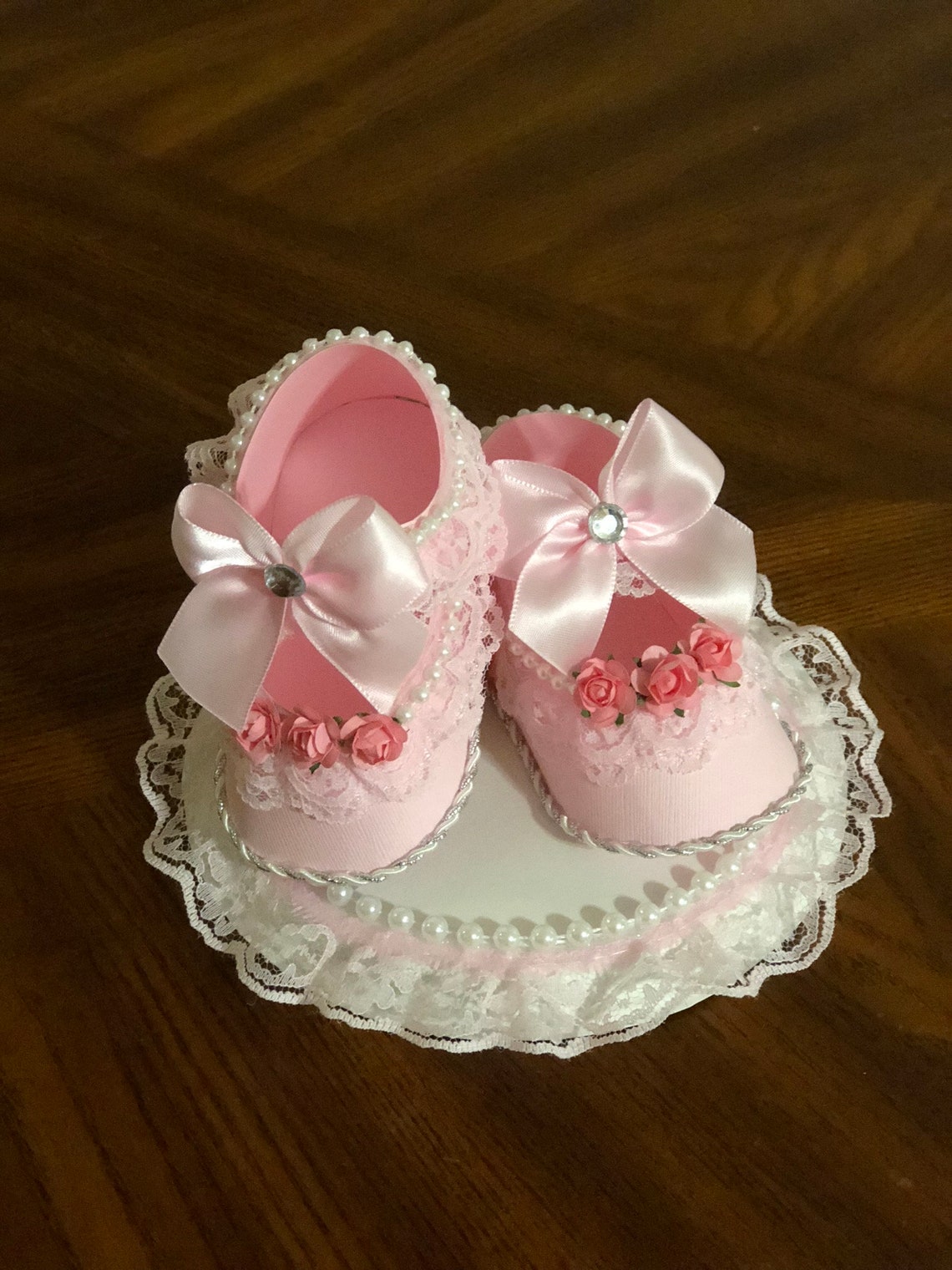 Unique Cake Topper/ Elegant Pink Shoes / Pink and Silver Shoes Cake ...