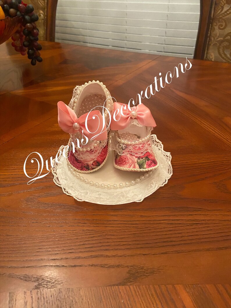 Vintage Floral Shoe Cake Topper/ivory and Pink Cake Topper Shoe/ Girl ...