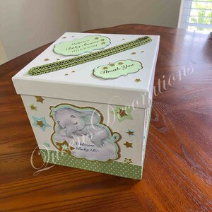 Elephant Card Box/ Elephant Themed Card Box/ Pink and Gold Card Box ...