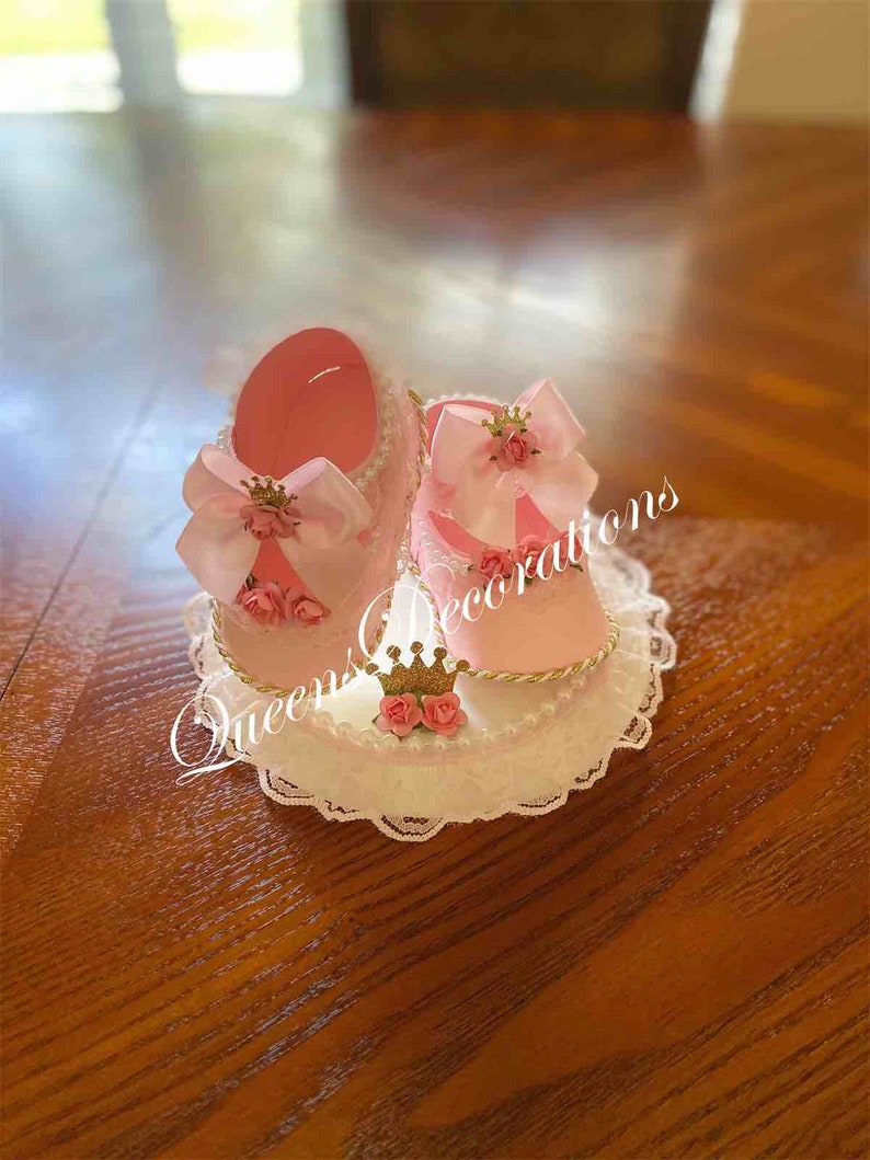 Cake Topper Shoe / Beautiful Pink and Gold Cake Topper/girl Baby Shower ...
