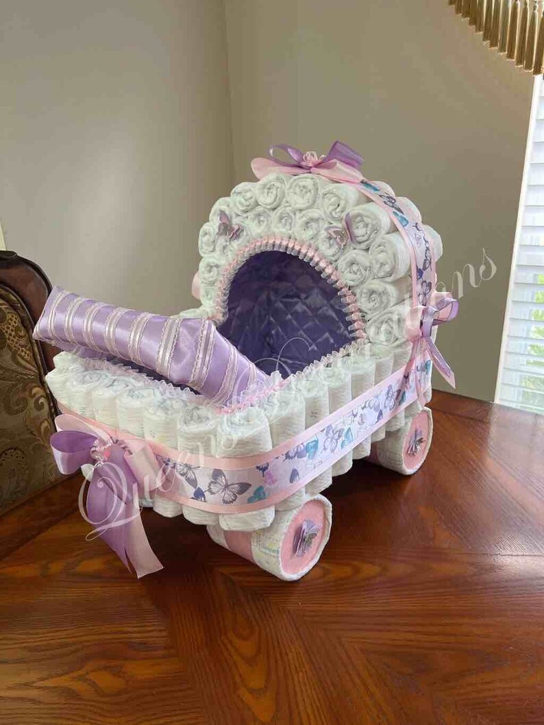 Elegant Diaper Stroller/ Girl Baby Shower/ Unique and Original Gift ...