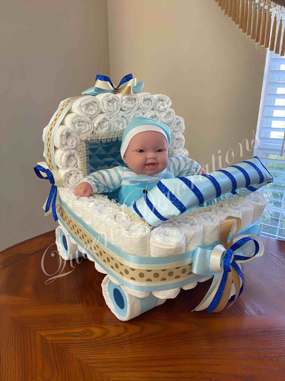 Original Blue Diaper Stroller/ Baby Shower Diaper Stroller/ - Etsy