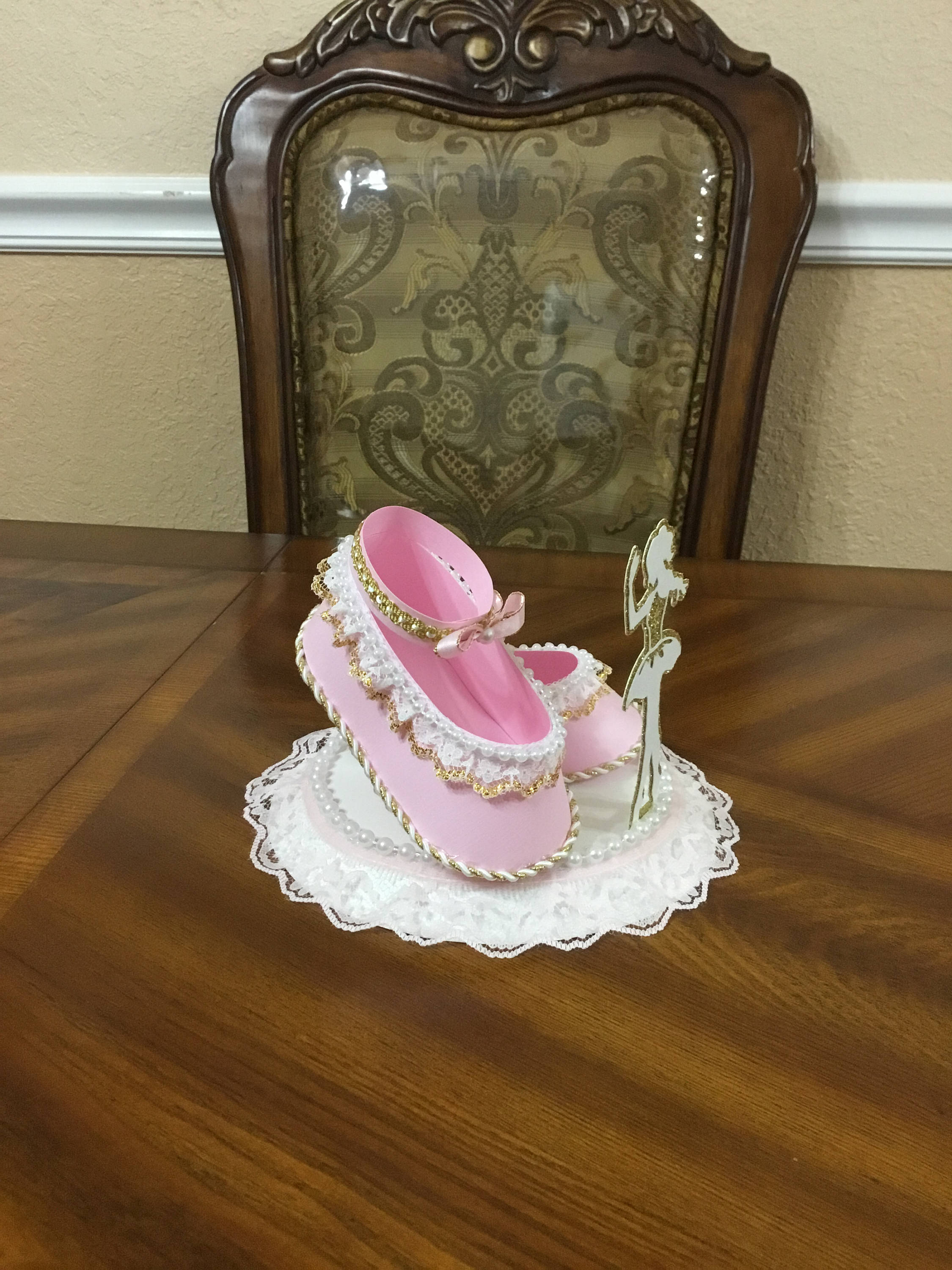 Ballerina Cake Topper Shoes/ Cake Topper/ Pink and Gold Shoe ...