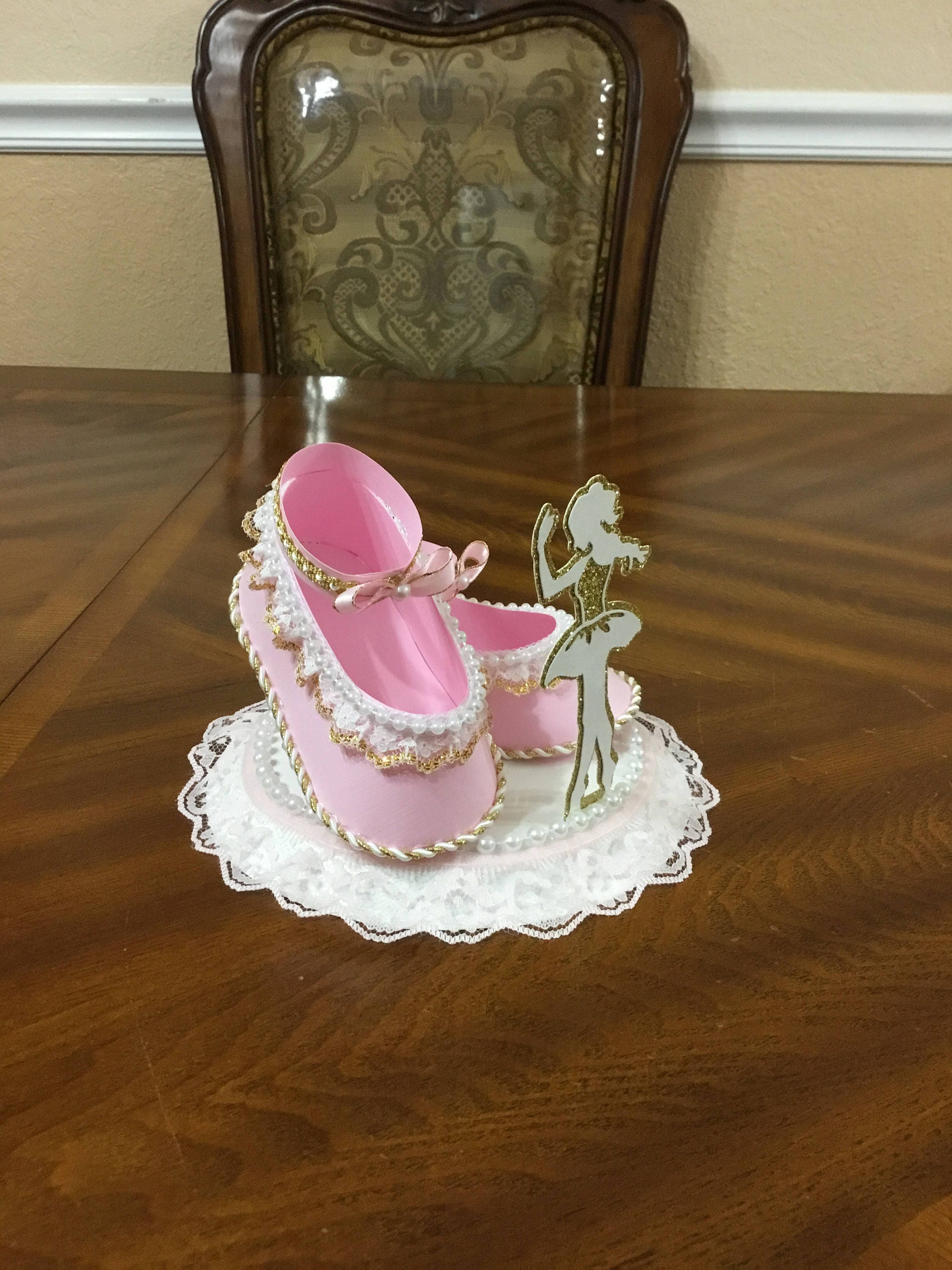 Ballerina Cake Topper Shoes/ Cake Topper/ Pink and Gold Shoe ...