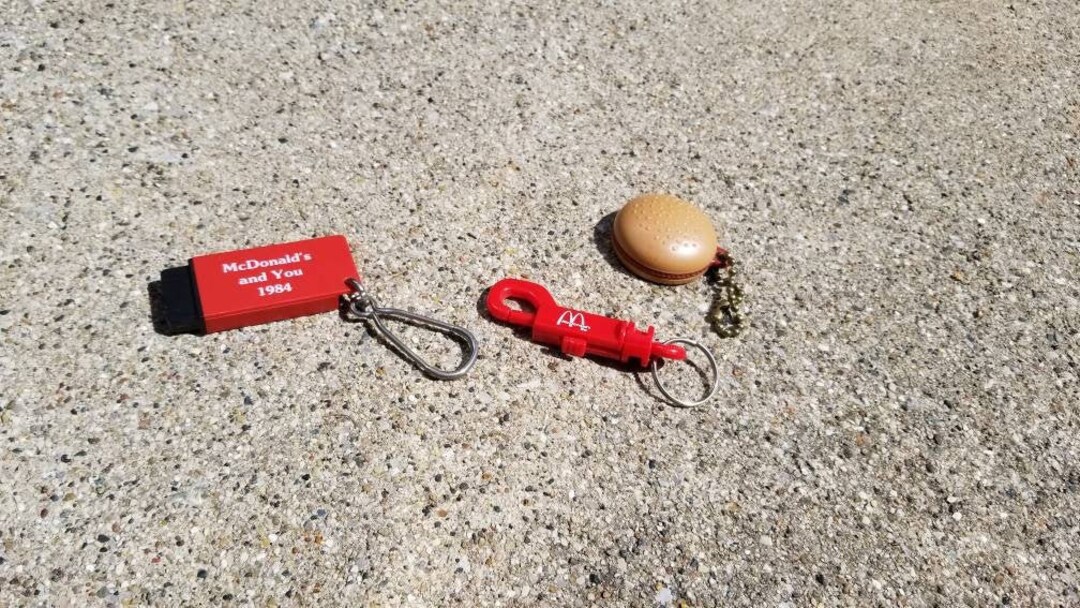Three Mcdonald's Vintage Keychains - Hamburger, Pen, Hook/clip 80s - Etsy