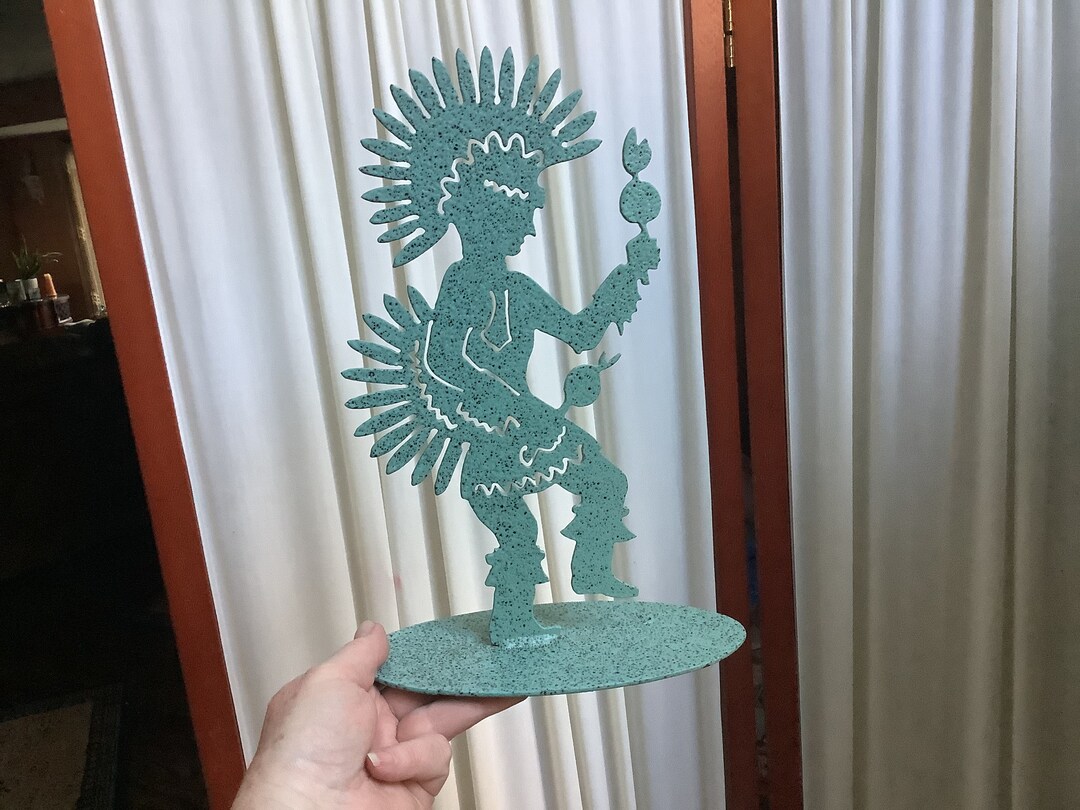 Mohawk Tribe Dancer Metal Art Sculpture Turquoise Flecked - Etsy