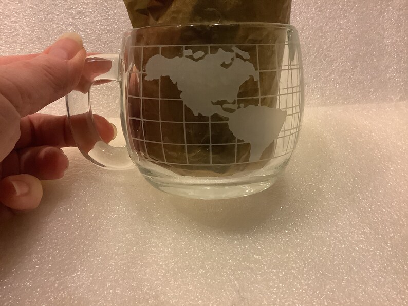 Nestle World Map Coffee Cup Mug Map of the Earth Etched Glass - Etsy