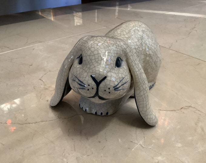 Dedham Pottery Bunny Rabbit Potting Shed Long Eared Signed - Etsy
