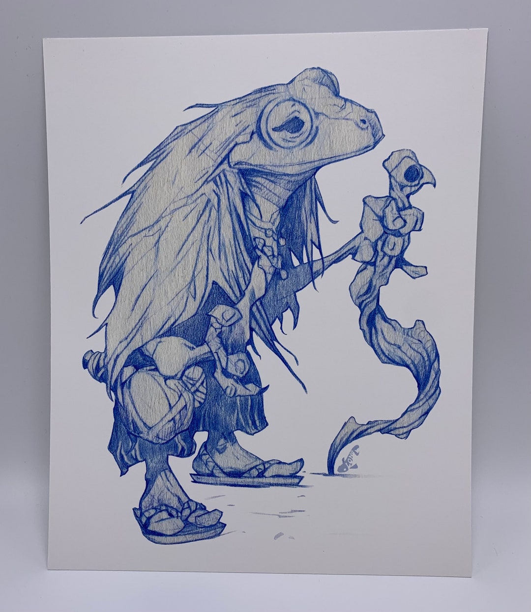 Frog Witch Sketch Art Print by Dela Longfish 8x10 and 5x7 Inches - Etsy