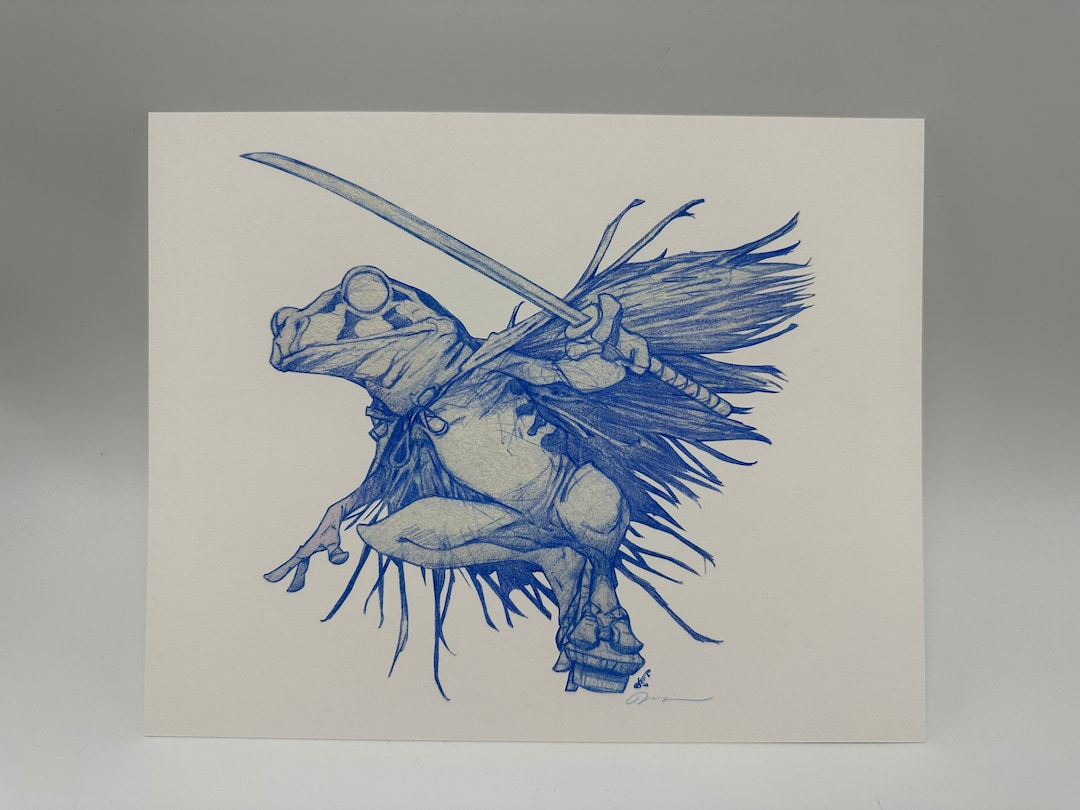 Frog Ronin Sketch Art Print by Dela Longfish - Etsy