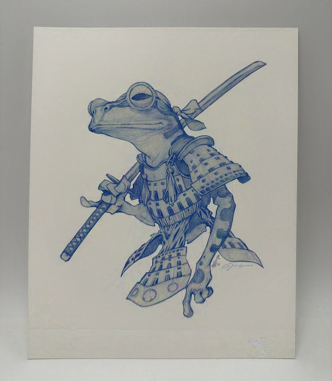 Frog Samurai Sketch Art Print by Dela Longfish 8x10 Inches - Etsy