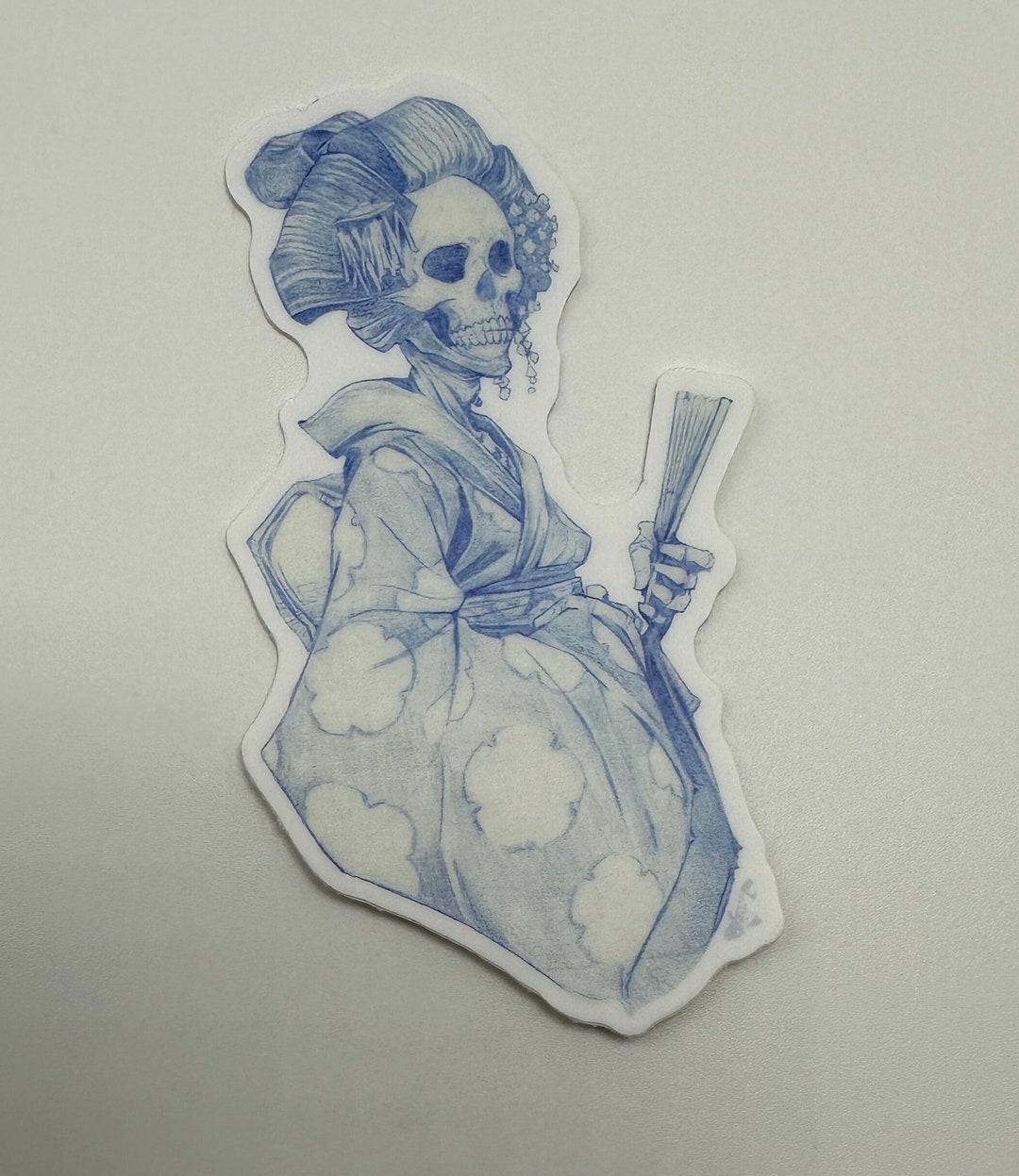 Undead Geisha Blue Pencil Sketch Sticker by Dela Longfish Thick ...