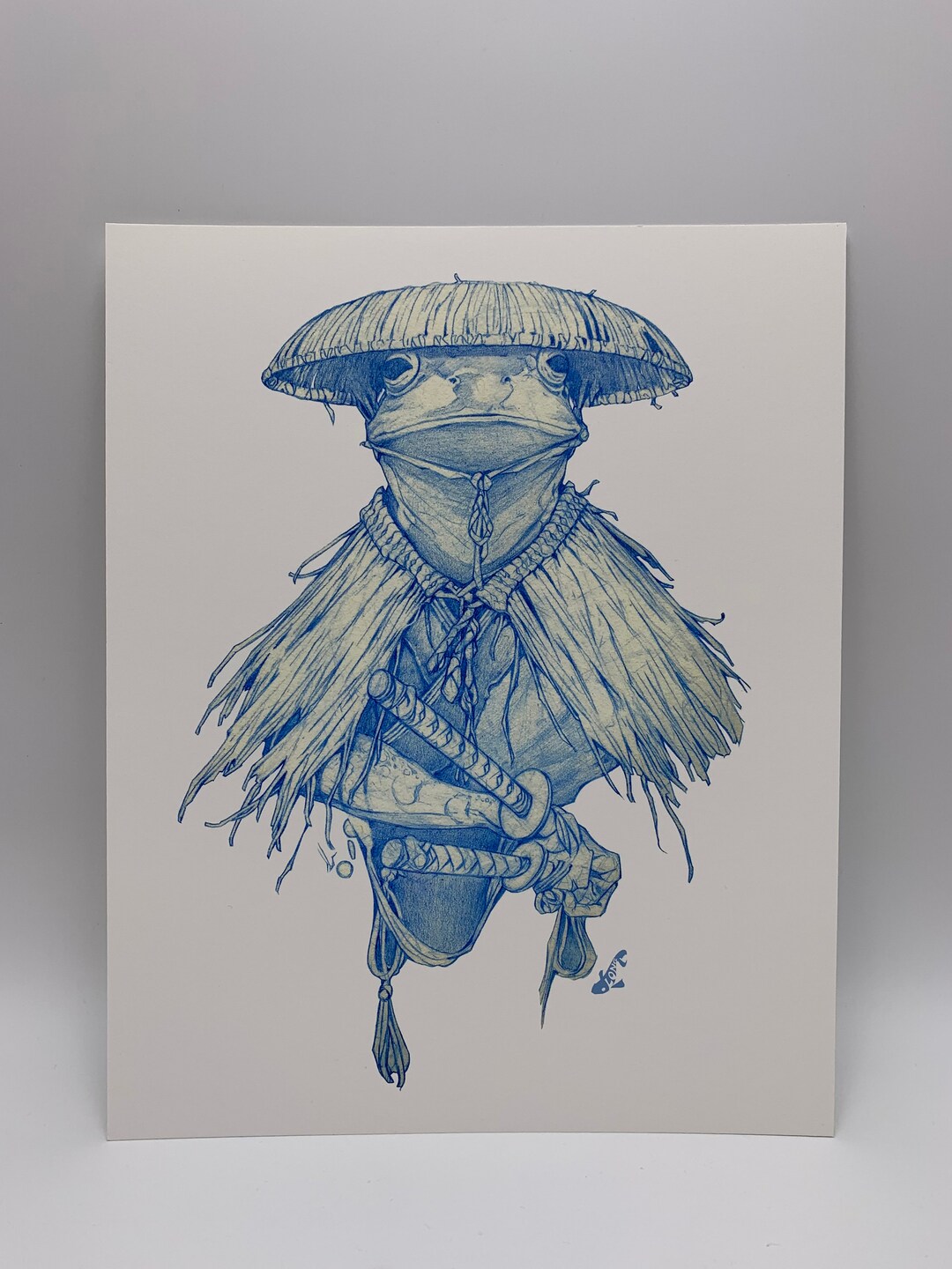 Frog Samurai Sketch 8x10 Inches Art Print by Dela Longfish - Etsy
