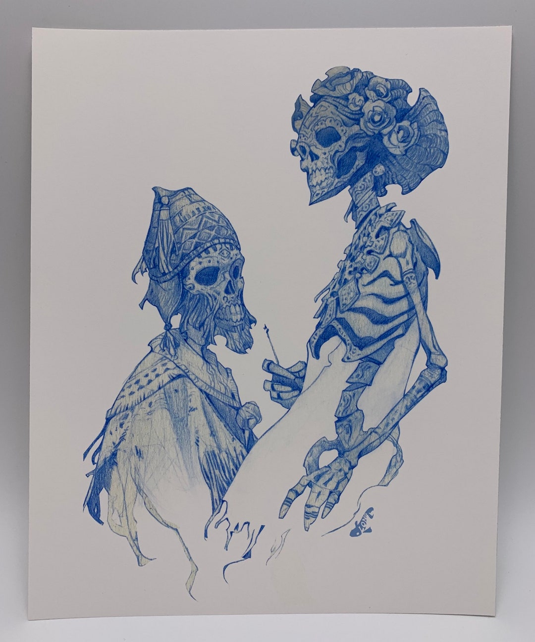 Only 1 Left Day of the Dead Sketch 8x10 Inches Art Print by Dela ...