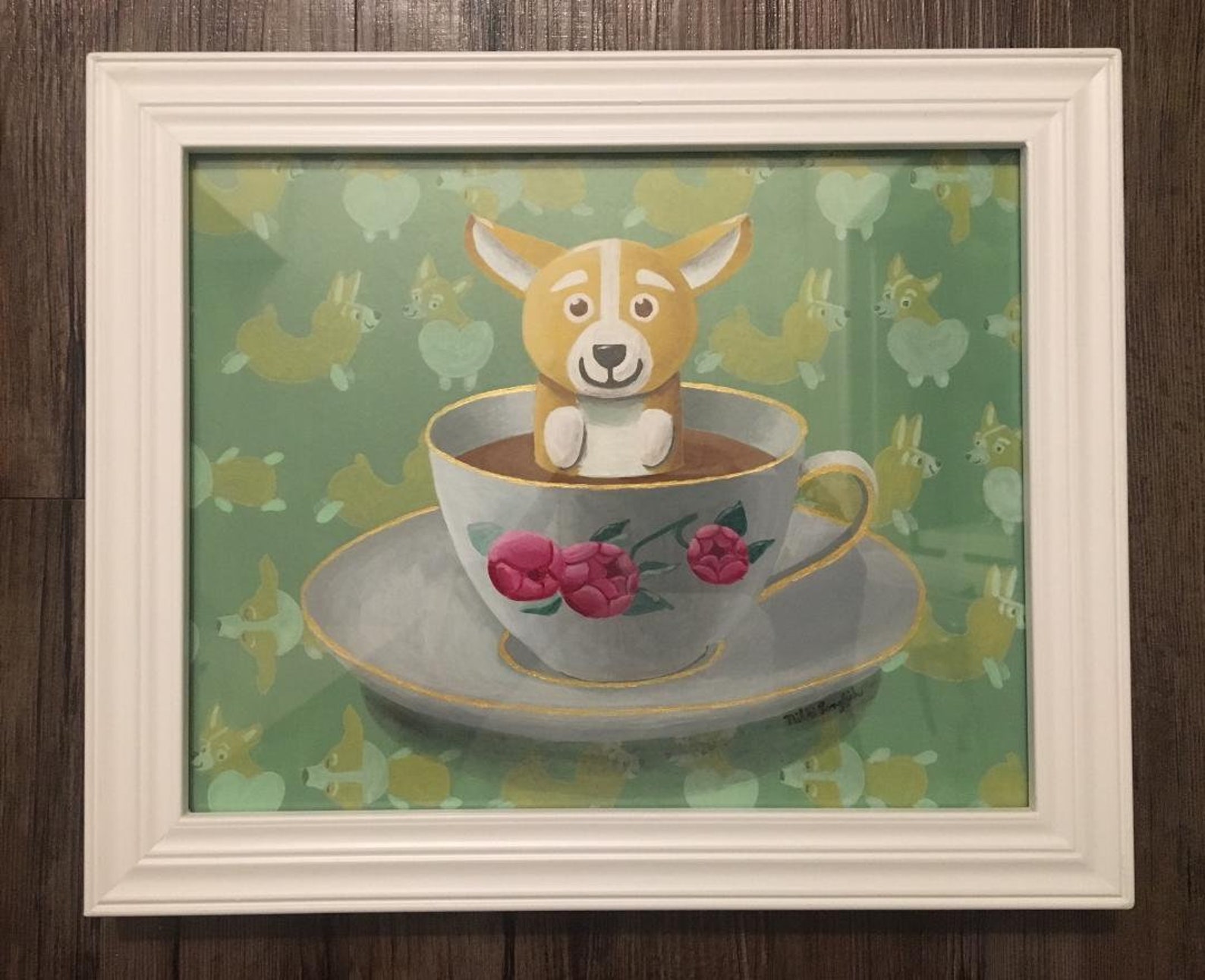 Corgi in a Tea Cup Art Print 8x10 Inches Queen's | Etsy