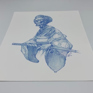 Undead Geisha Sketch Art Print by Dela Longfish 8x10 Inches and 5x7 ...