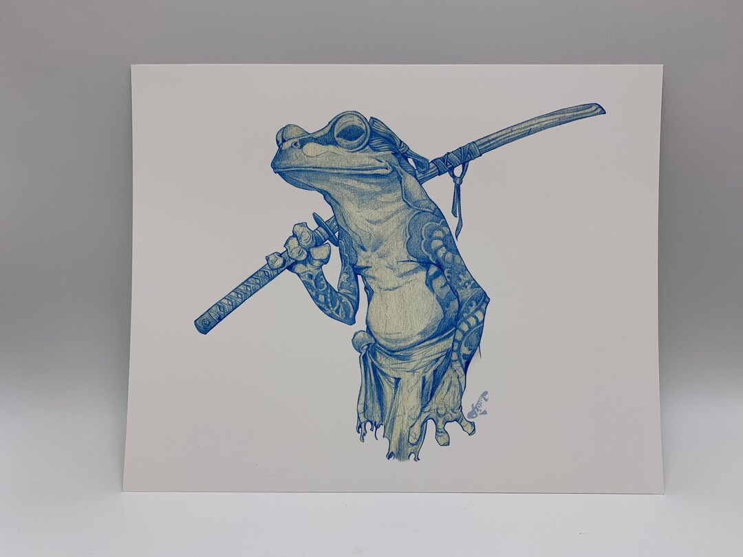 Frog Ronin Sketch 8x10 Inches Art Print by Dela Longfish - Etsy
