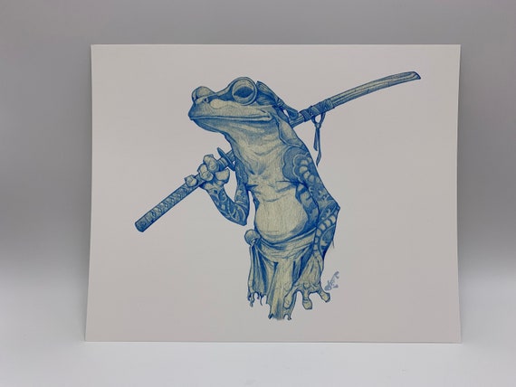 Frog Ronin Sketch 8x10 Inches Art Print by Dela Longfish - Etsy