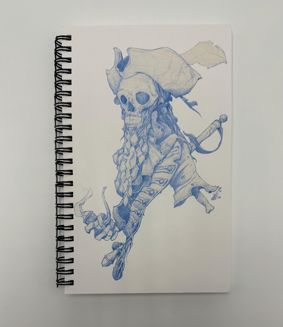 Notebook of Undead Skeleton Pirate Blue Pencil Sketch by Dela Longfish ...