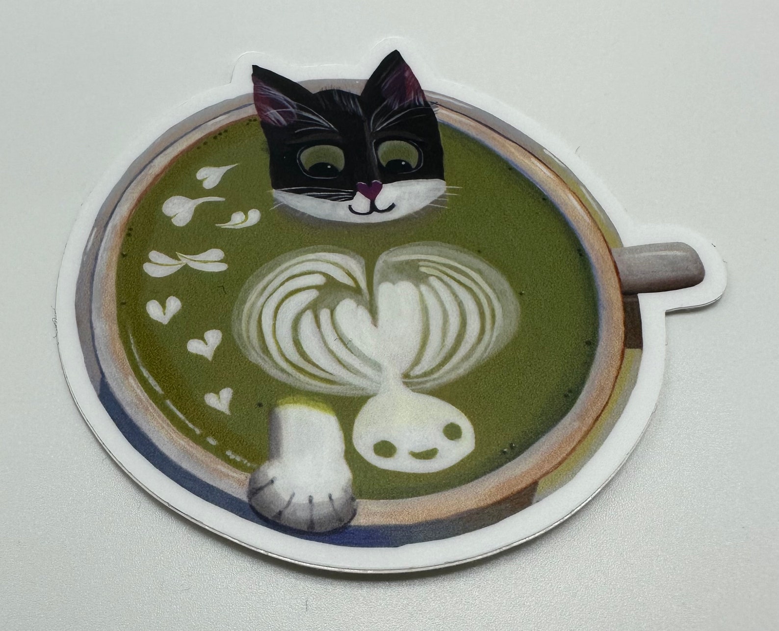Matcha Latte Cat Sticker: Only 1 Left! Durable Vinyl, Water Resistant ...