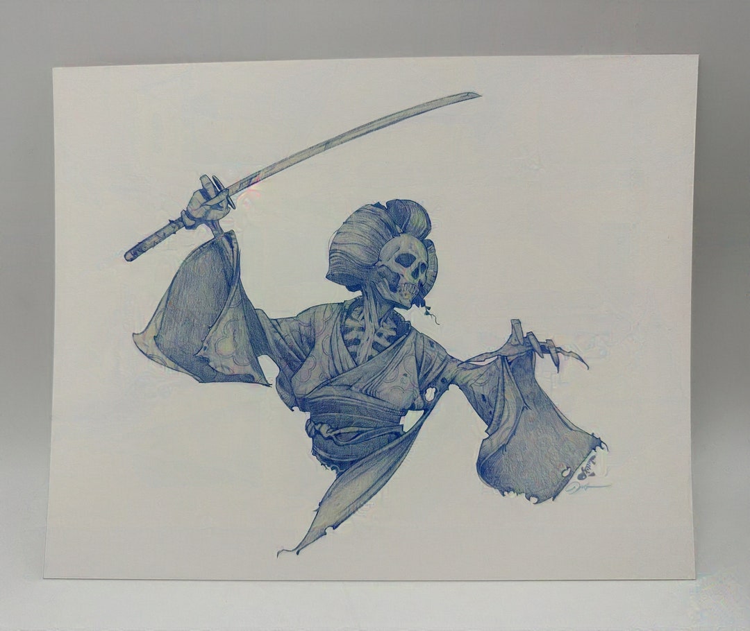 Undead Geisha Sketch Art Print by Dela Longfish 8x10 Inches - Etsy
