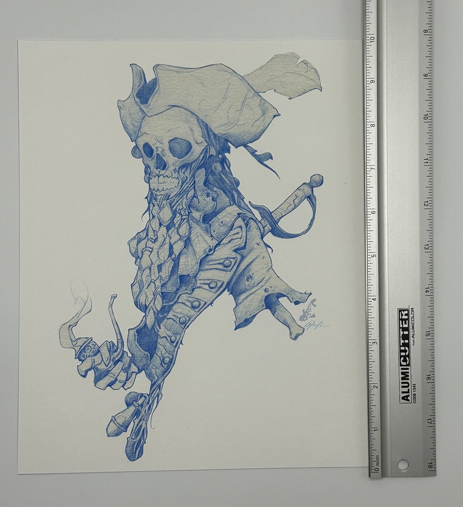 Undead Pirate Sketch Art Print by Dela Longfish 8x10 Inches and 5x7 ...