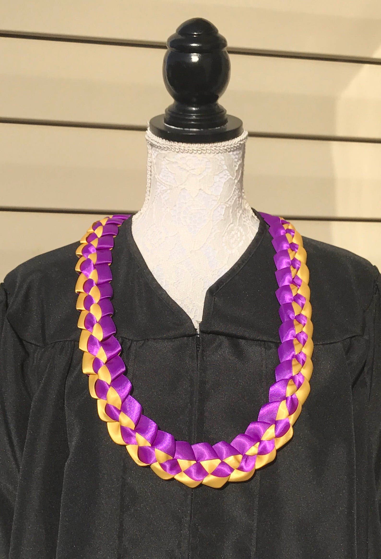 Graduation Lei JMU Ribbon Lei Lakers Satin Ribbon Lei College - Etsy