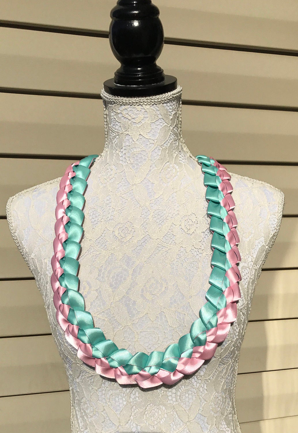 Graduation Lei Baby Blue and Light Pink Ribbon Lei Satin | Etsy