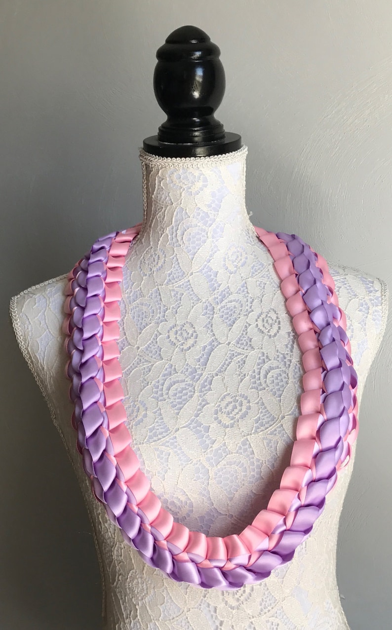 Graduation Lei Pink and Purple Ribbon Lei Satin Ribbon Lei - Etsy