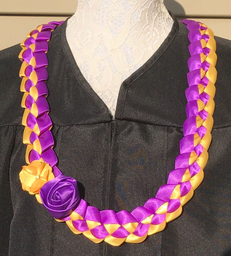 Graduation Lei JMU Ribbon Lei Lakers Satin Ribbon Lei College - Etsy